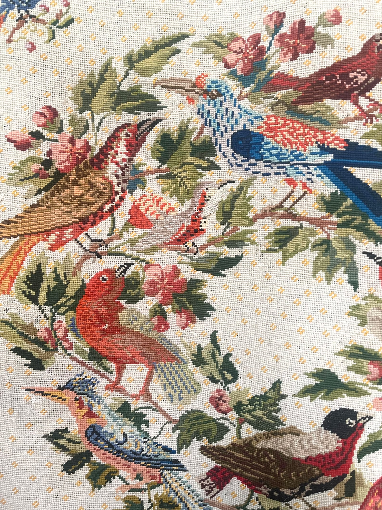 Large Needlepoint Tapestry Birds 1900 English Embroidery Interior ...