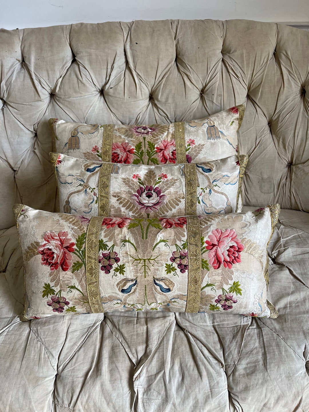 Bespoke Antique Rococo Silk Brocade Cushion 18th Century French Vintage ...