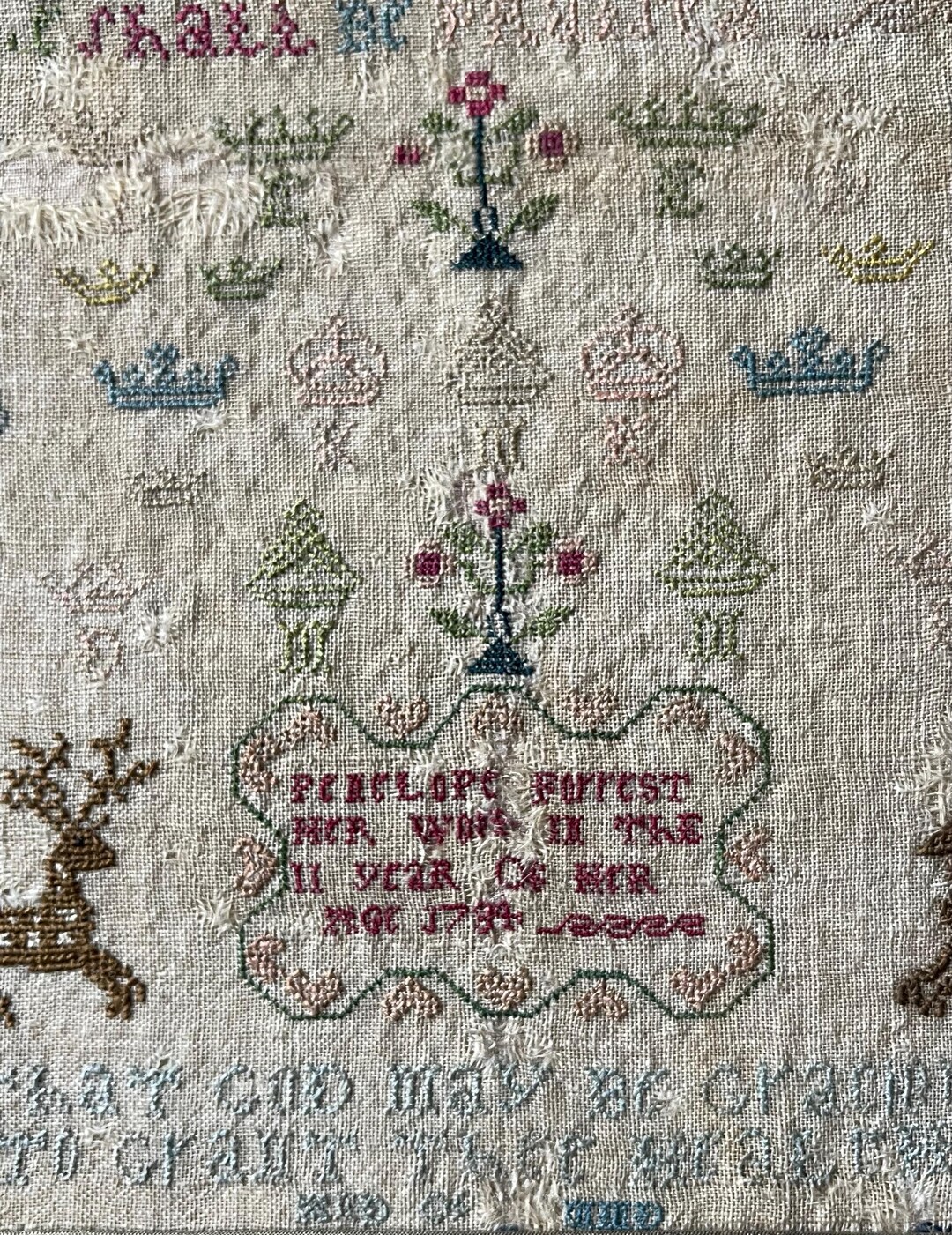 Fine Early Antique Embroidery Sampler Signed Dated Sampler 18th Century ...