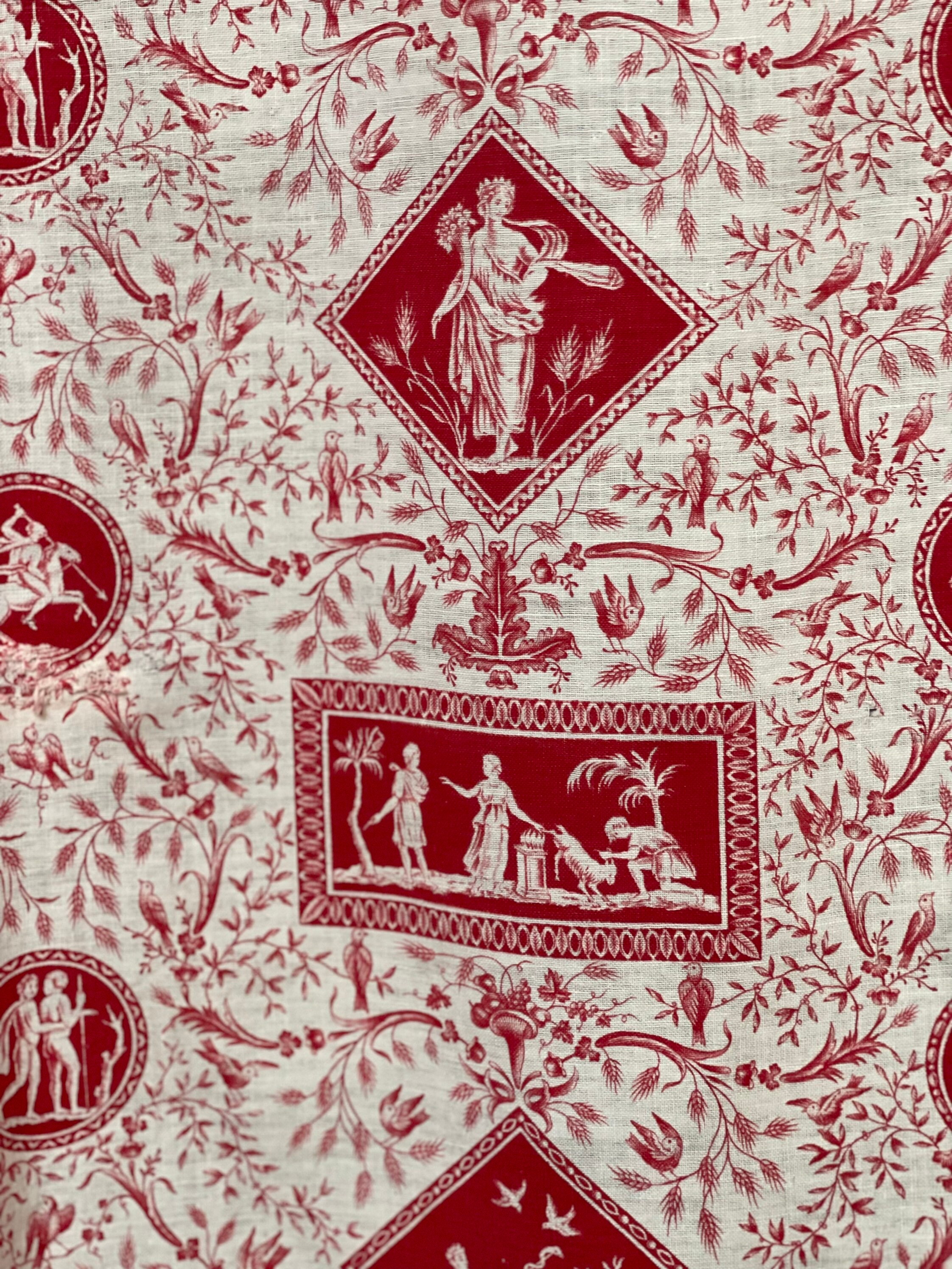 Antique Red and White Classic Toile Red and White Printed Textile ...