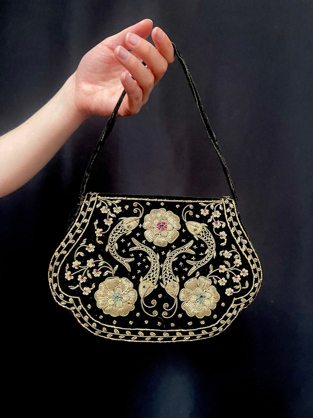 Vintage Zardozi Embroidered Purse Collectable Embroidered Bag Silver ...