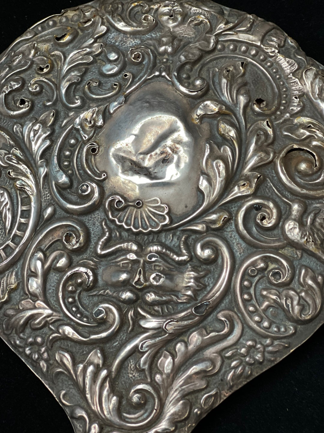 Antique Silver Repousse Hand Mirror: Cupid & Green Man Design - Etsy