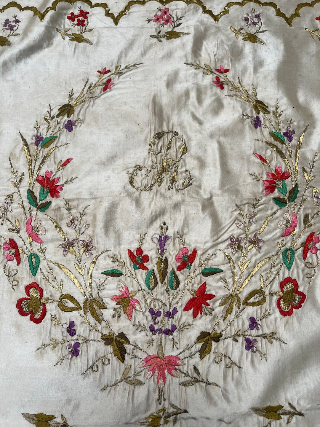 Antique Silk Embroidered Panels Traditional Ottoman Embroidery Antique ...