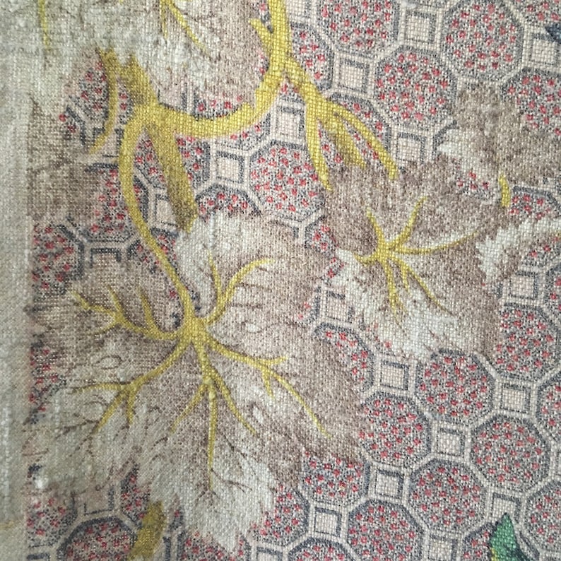 Floral Fabric Printed Linen Fabric Vintage Floral Upholstery Textile ...