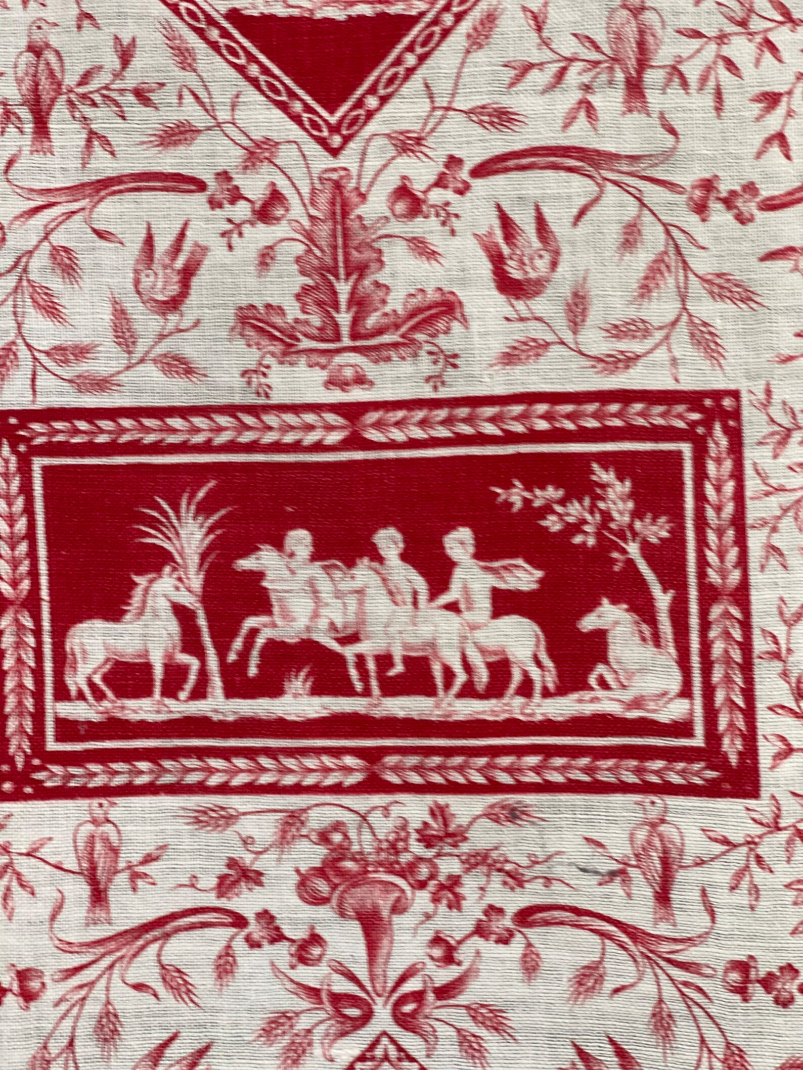 Antique Red and White Classic Toile Red and White Printed Textile ...