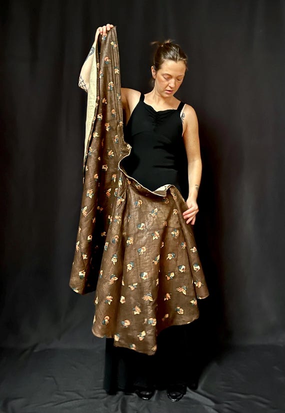 Antique Chintz Cape 18th Century Floral Block Print C… - Gem