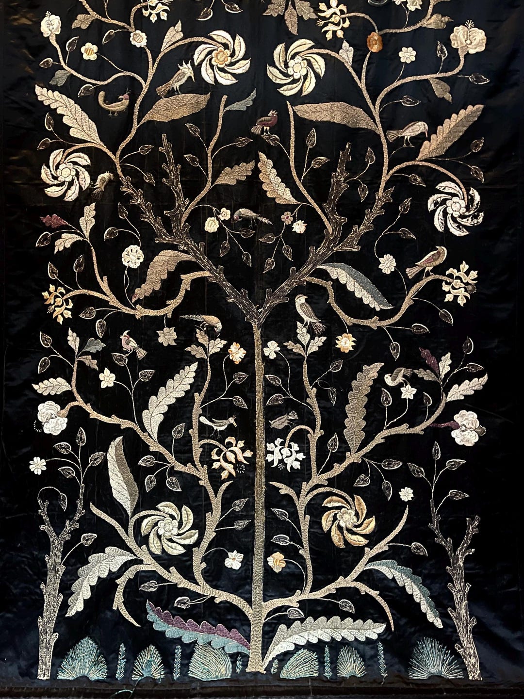 Silk Embroidered Wall Hanging Tree of Life Wall Art Traditional ...