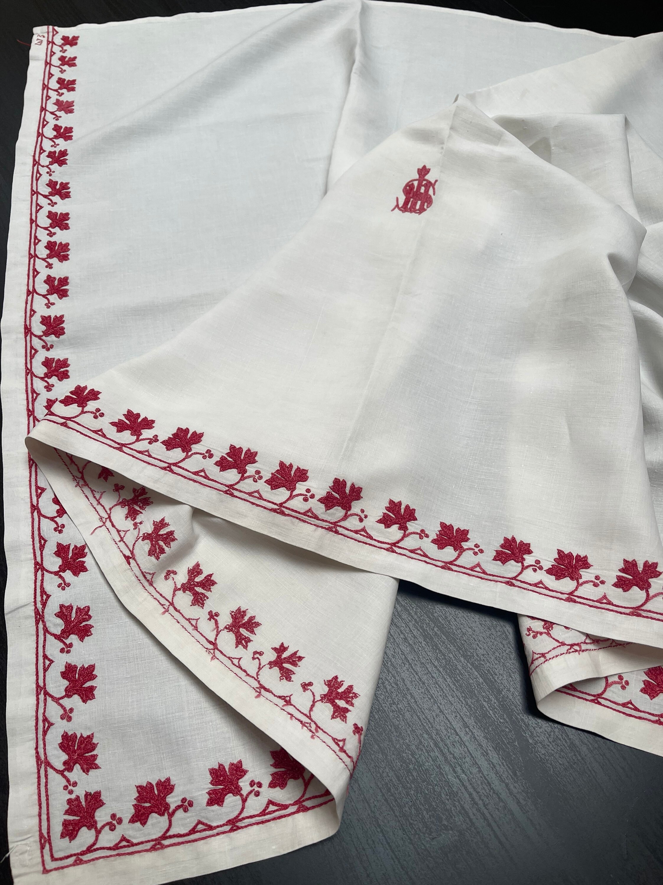 Antique Redwork Embroidered Panel Red White Embroidery Hanging - Etsy