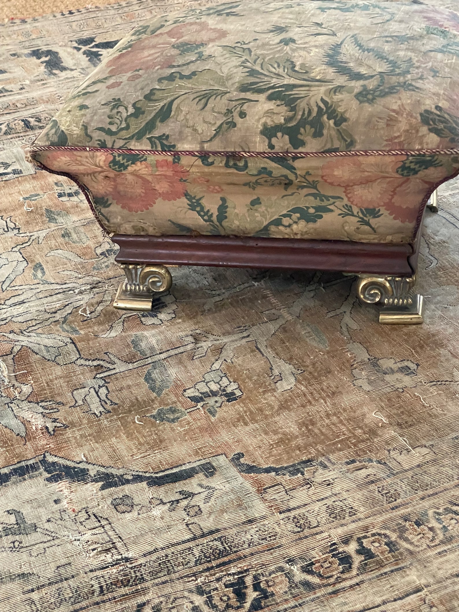 Rare Antique Georgian Silk Brocade Footstool 18th Century Vintage ...