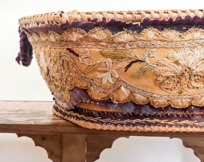 Antique Basket Regency Embroidered Basket 1820 Collectible Homeware ...