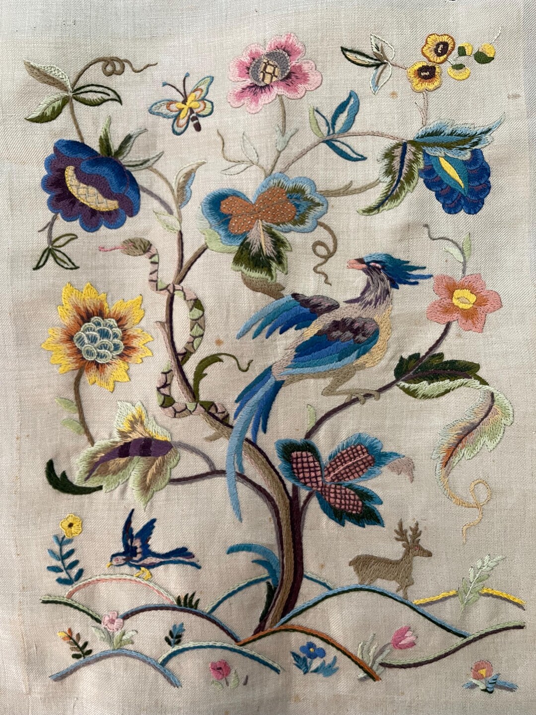 Arts and Crafts Tree of Life Embroidery Jacobean Revival Antique ...