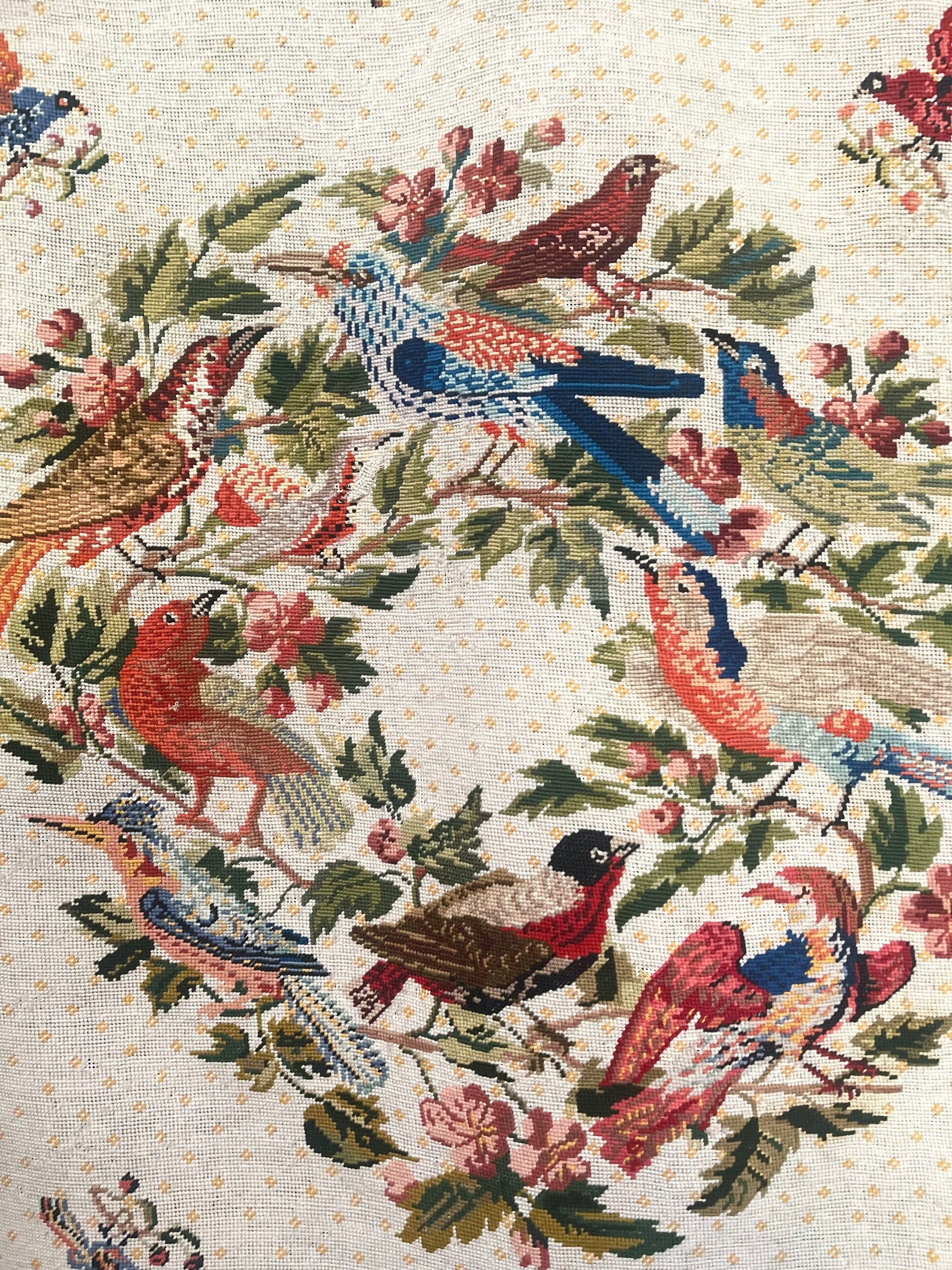 Large Needlepoint Tapestry Birds 1900 English Embroidery Interior ...