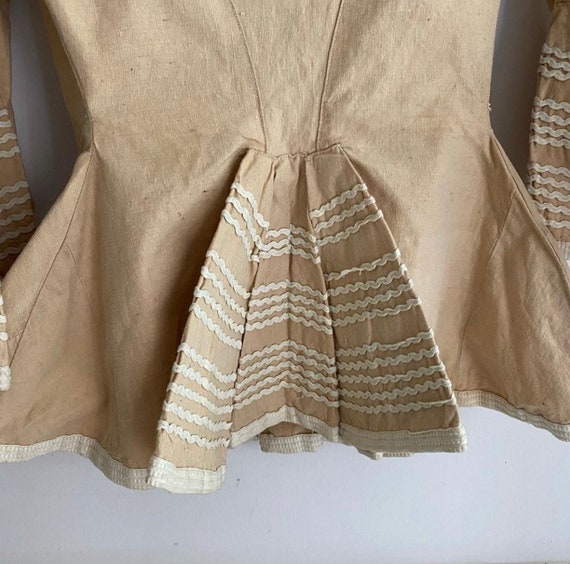 Victorian Linen Bodice 19th Century Jacket French Lin… - Gem