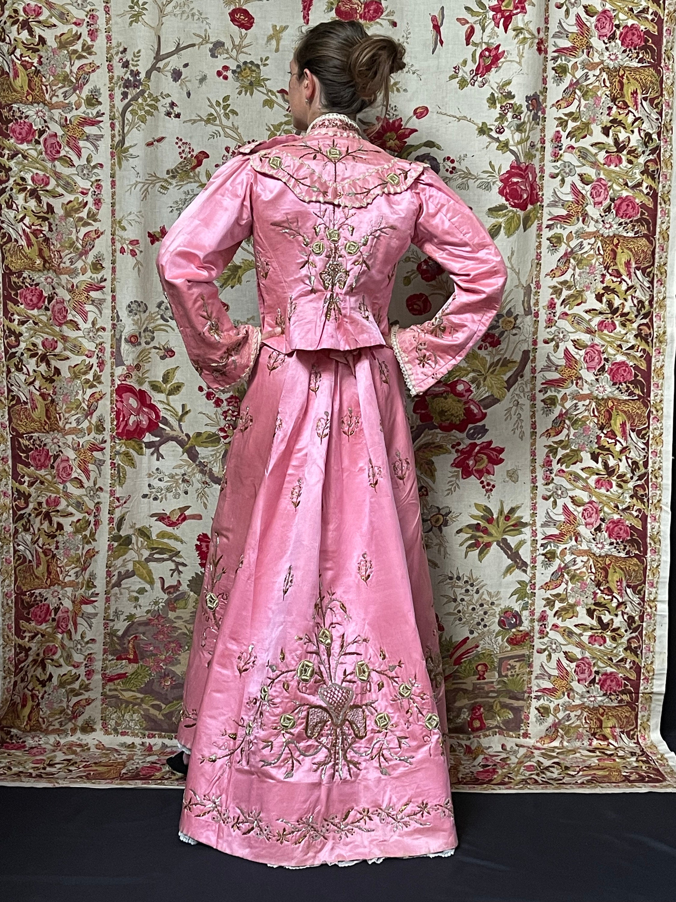 Pink and Gold Embroidered Silk Bodice and Skirt 19th Century Ottoman ...