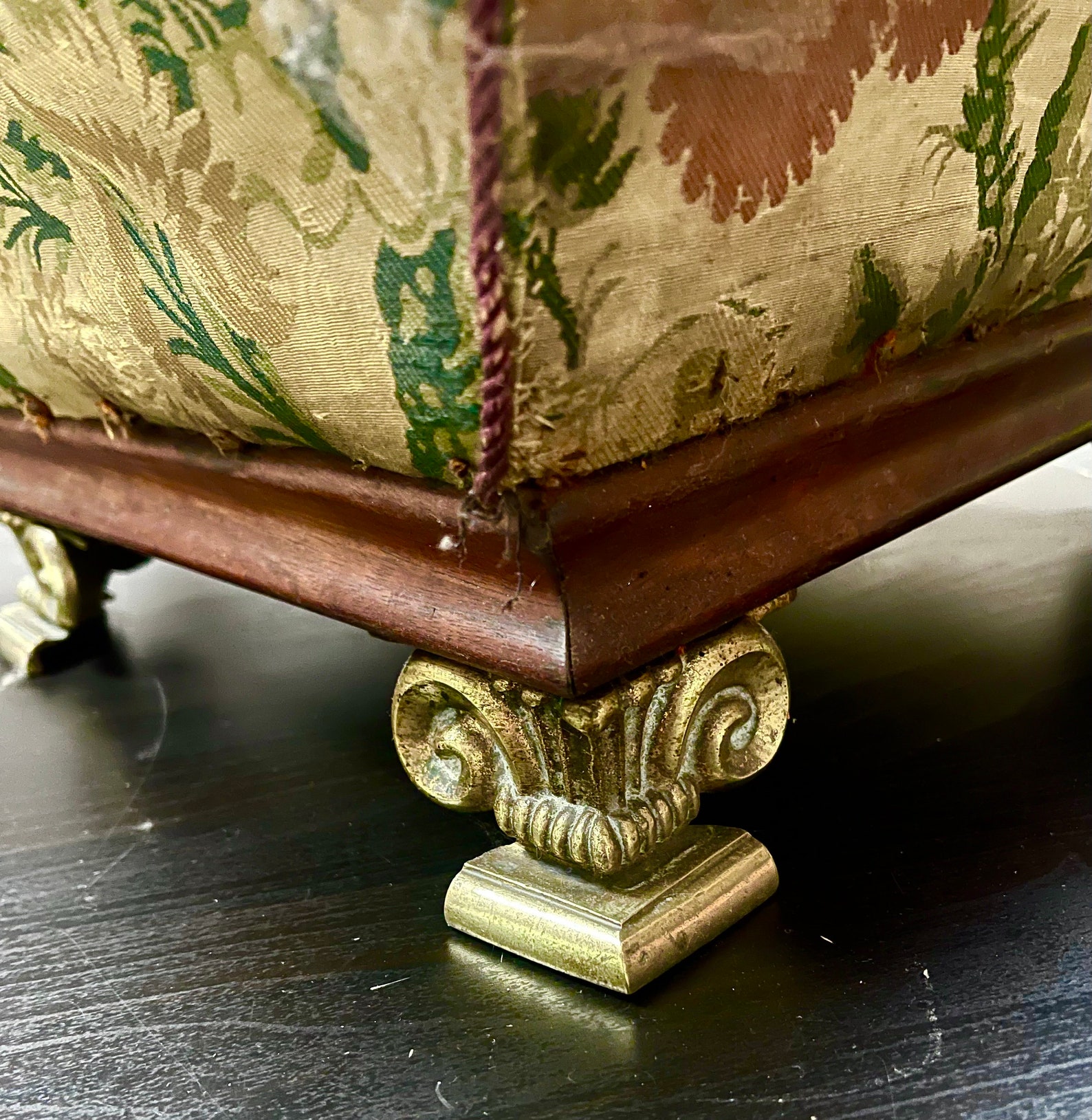 Rare Antique Georgian Silk Brocade Footstool 18th Century Vintage ...