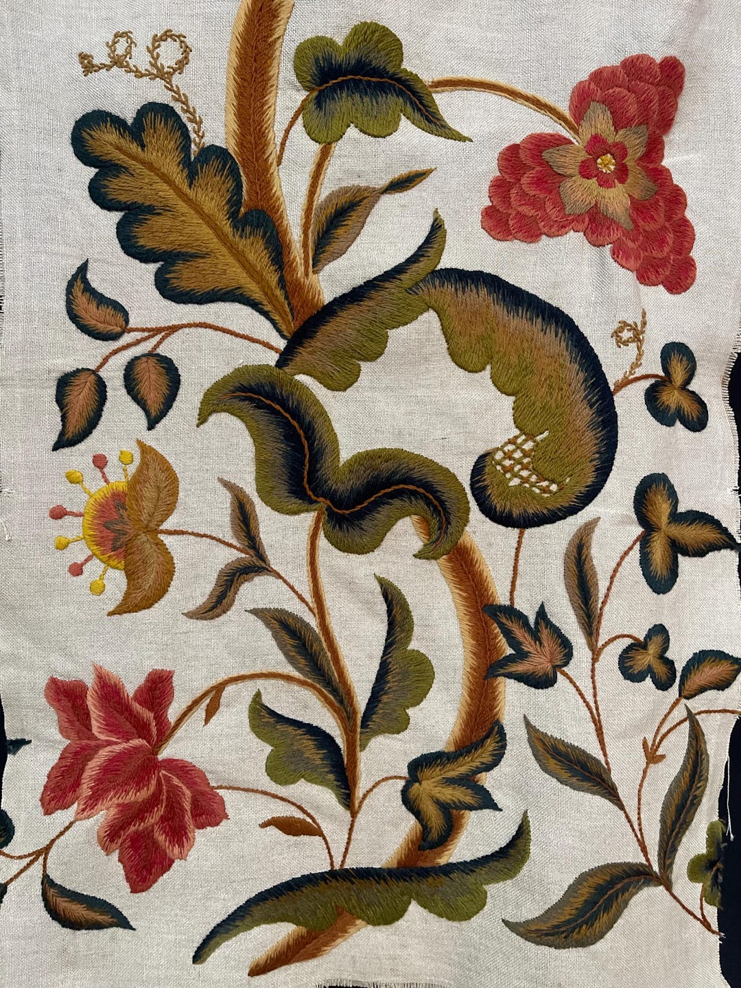 Arts and Crafts Tree of Life Embroidery Jacobean Revival Antique ...
