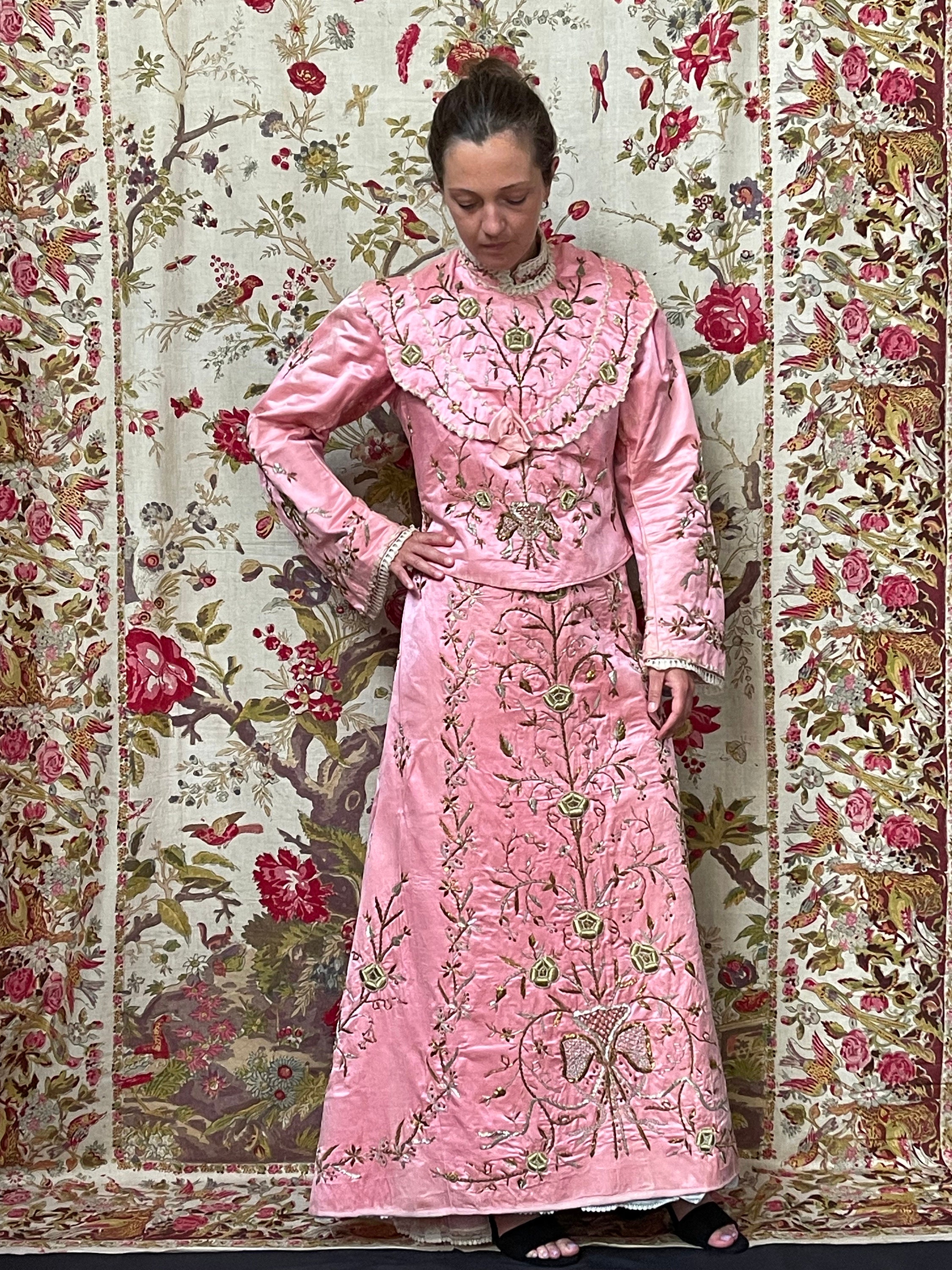 Pink and Gold Embroidered Silk Bodice and Skirt 19th Century Ottoman ...