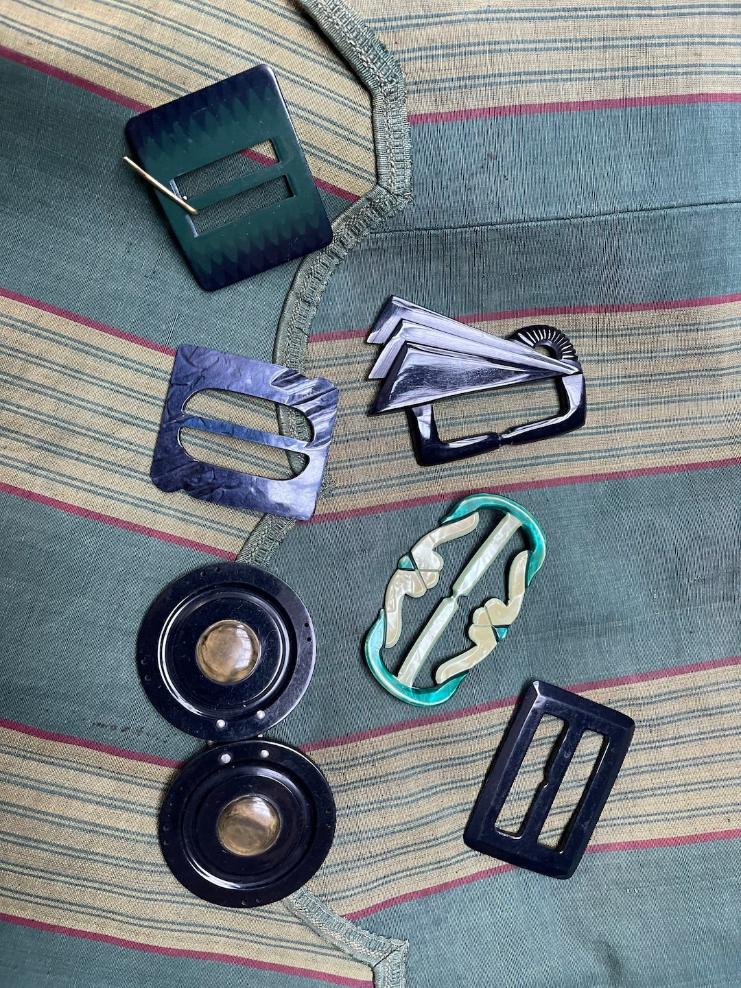 Vintage Green & Blue Buckle Collection 1920s Sewing Notions Film ...