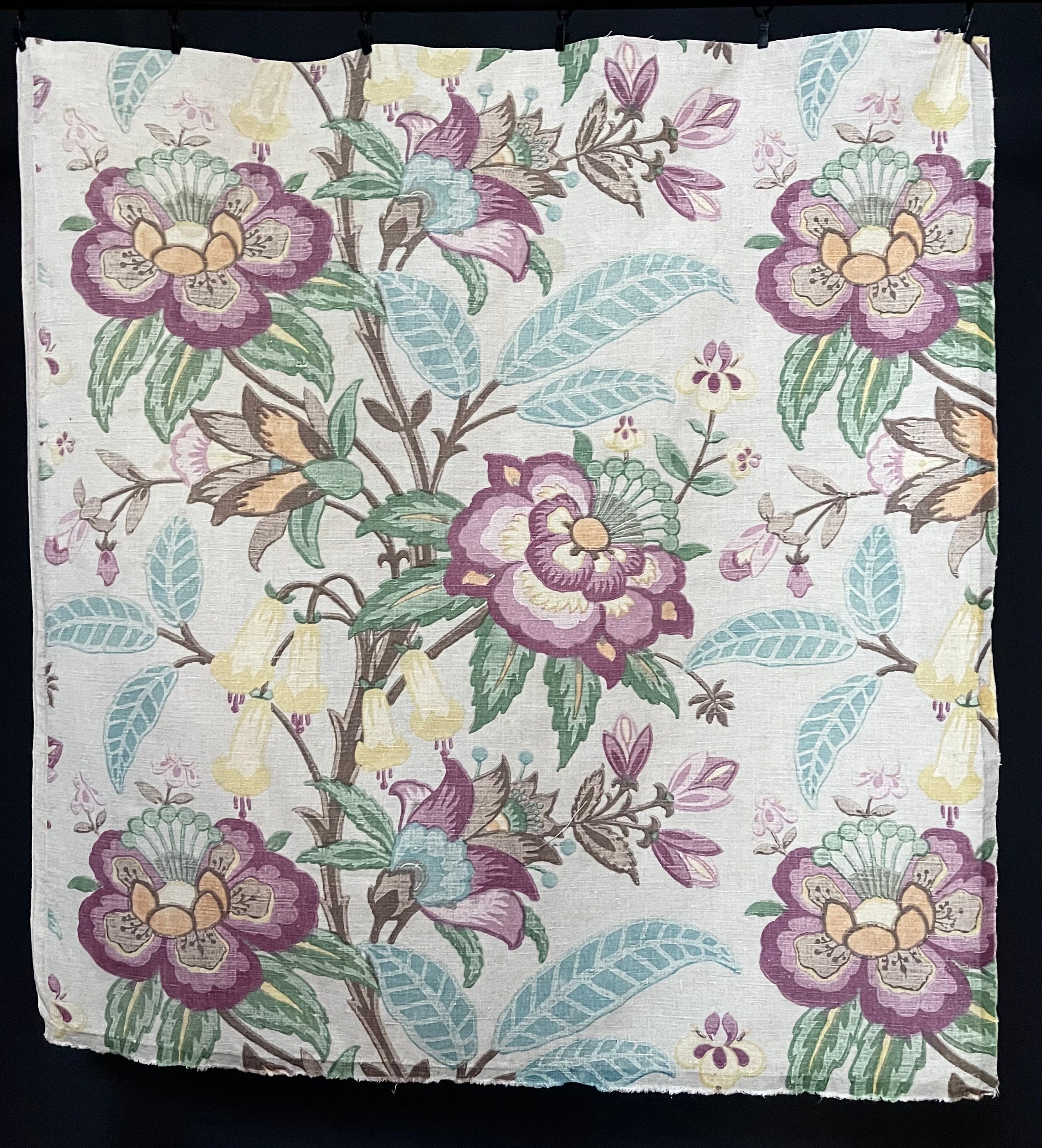 Antique Chintz Fabric 1930's Textile Floral Fabric French Chintz Panel ...