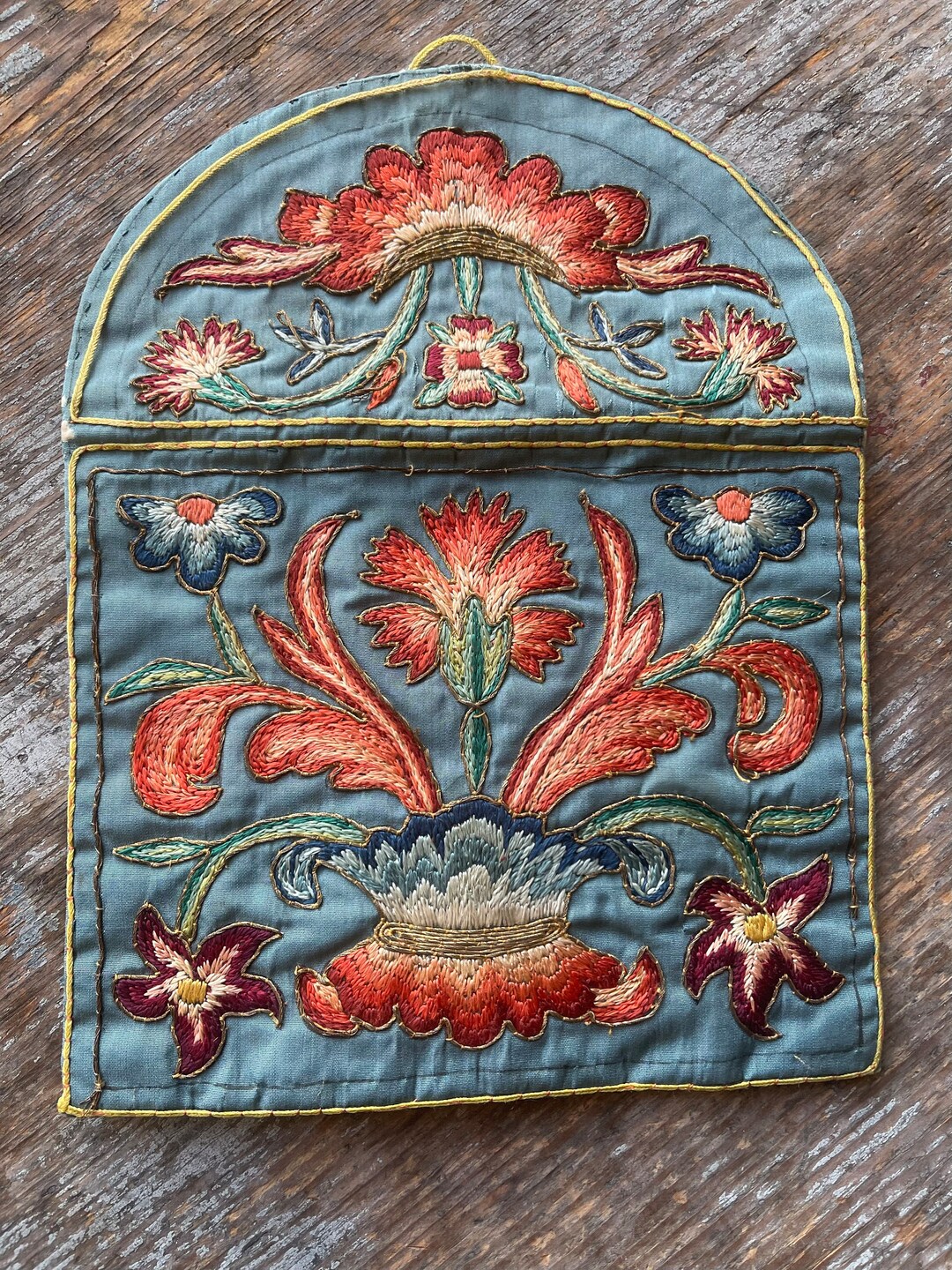 Antique French Purse Early 18th Century Rare Floral Envelope Pocket ...