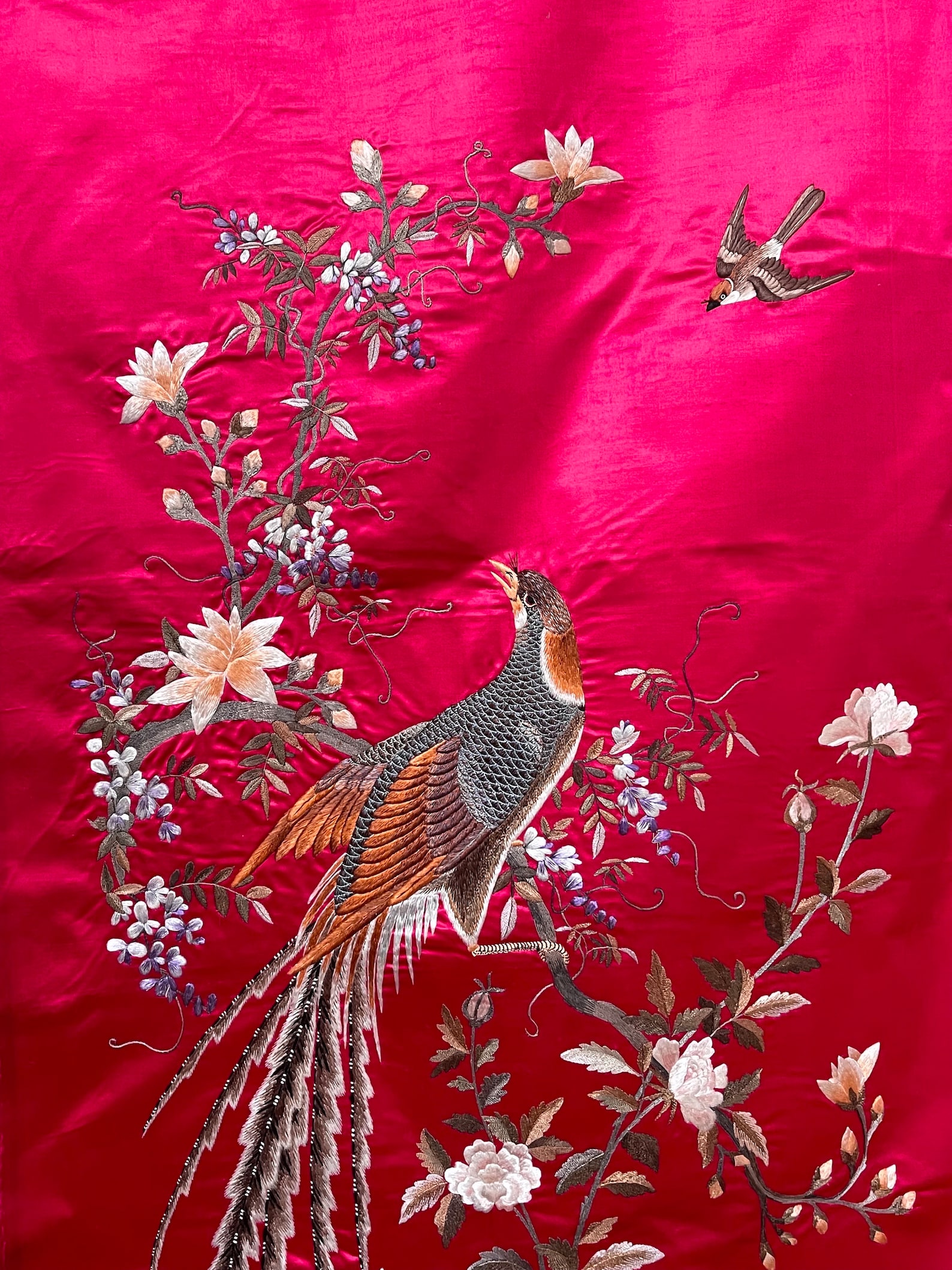 Antique Chinese Silk Embroidered Wall Hanging Silk Embroidered Panel ...