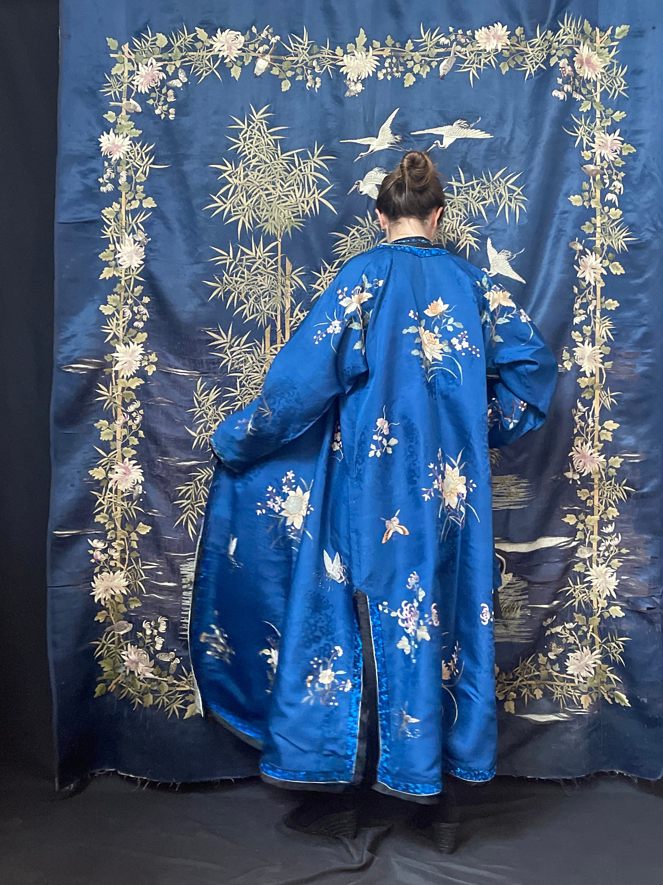 Antique Silk Coat Robe Chinese Robe Study Piece Costume History ...