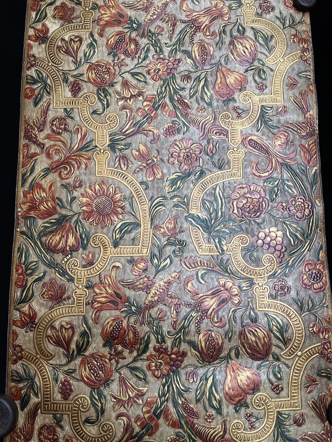 Hand Painted Embossed Wallpaper Panel 19th Century Vintage - Etsy