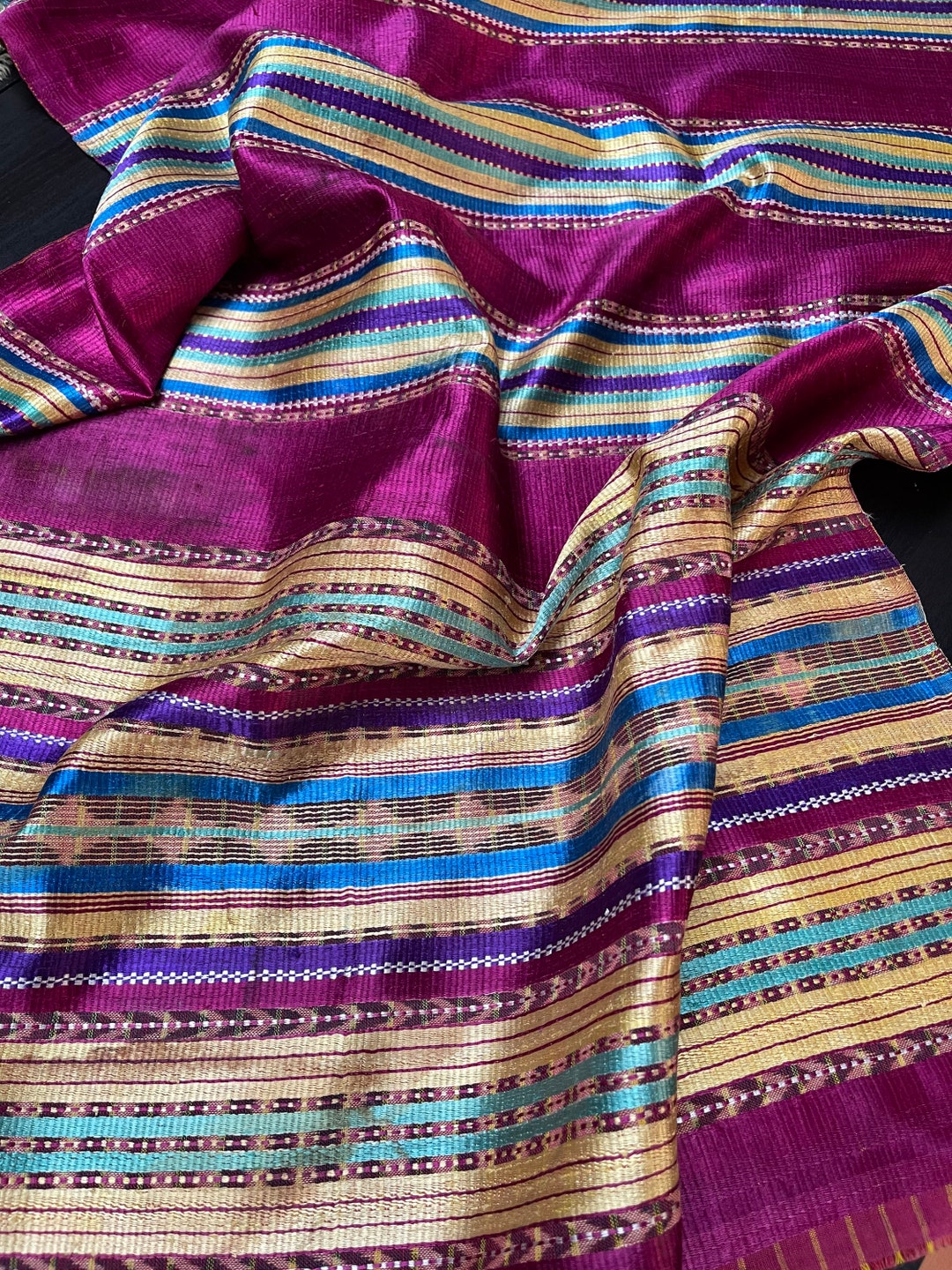 Antique Handwoven Shawl Panel Silk Shawl Traditional Costume Woven Silk ...