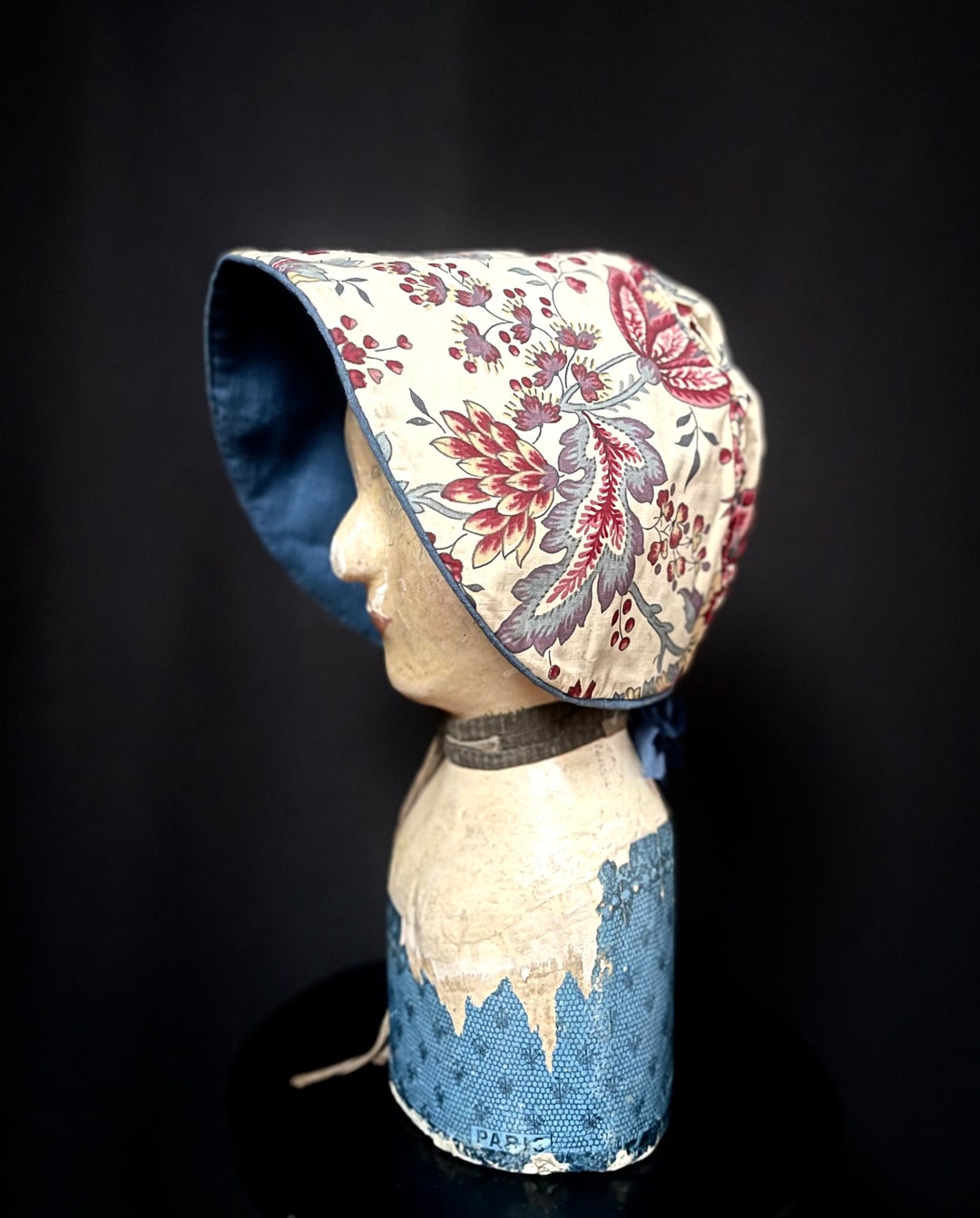 Chintz Bonnet European 1920s Theatrical Costume Collectible Textile ...