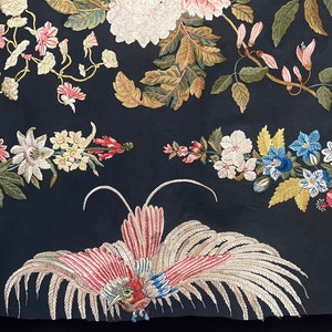 Antique Silk Embroidered Wall Hanging Vintage Embroidery Bedhanging ...