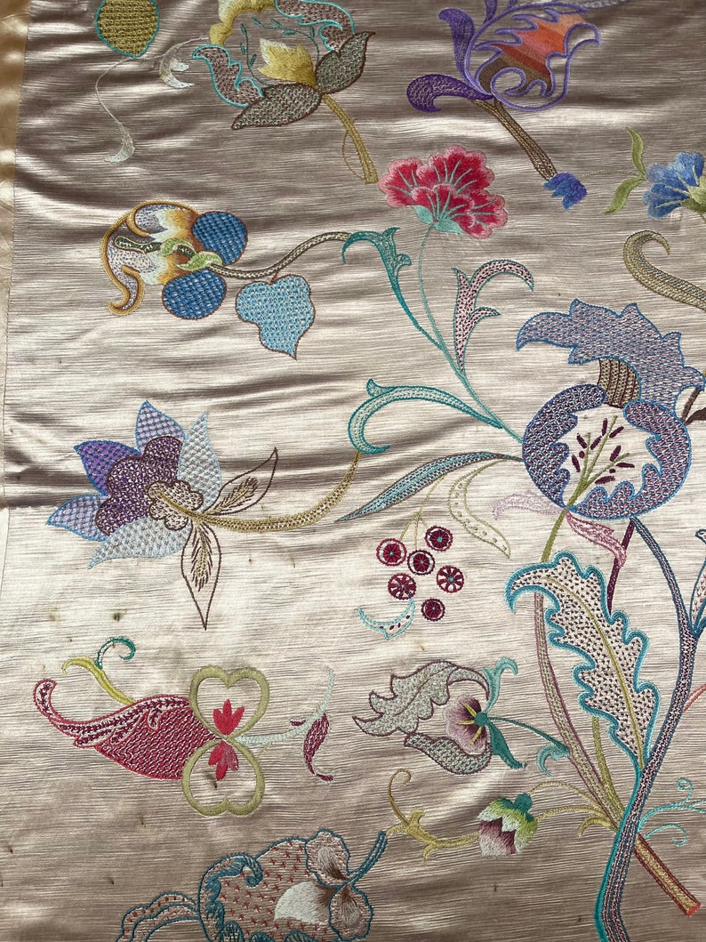 Jacobean Revival Embroidery Antique Embroidery Collectible Vintage ...