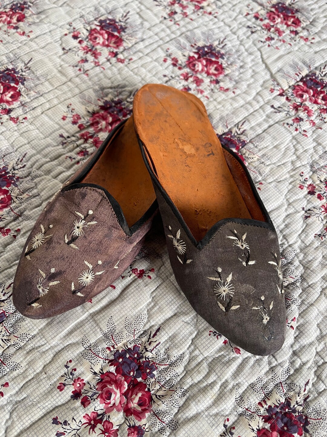 Antique Embroidered Silk Slippers: 19th Century Chinese Child's Shoes ...