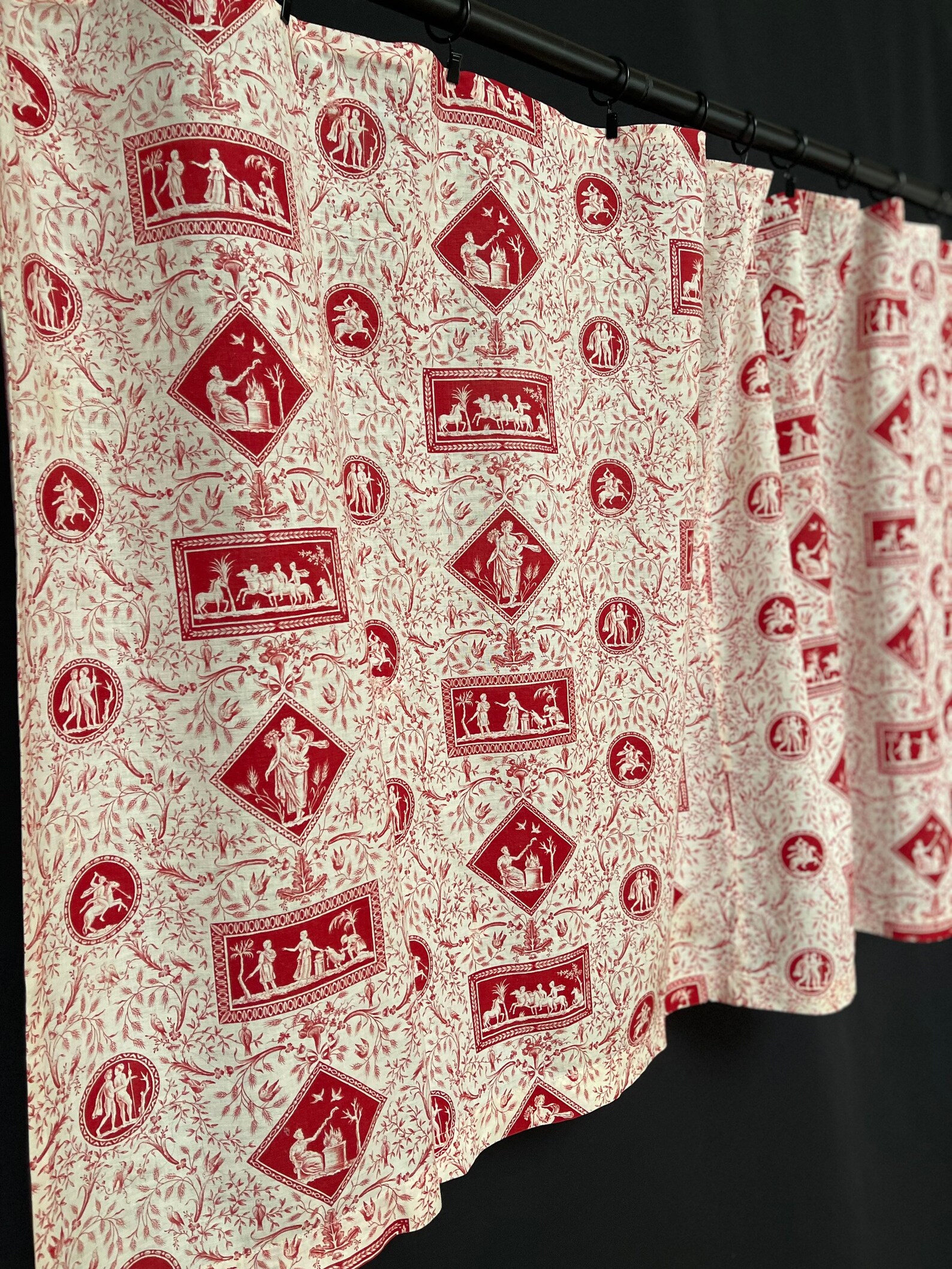 Antique Red and White Classic Toile Red and White Printed Textile ...