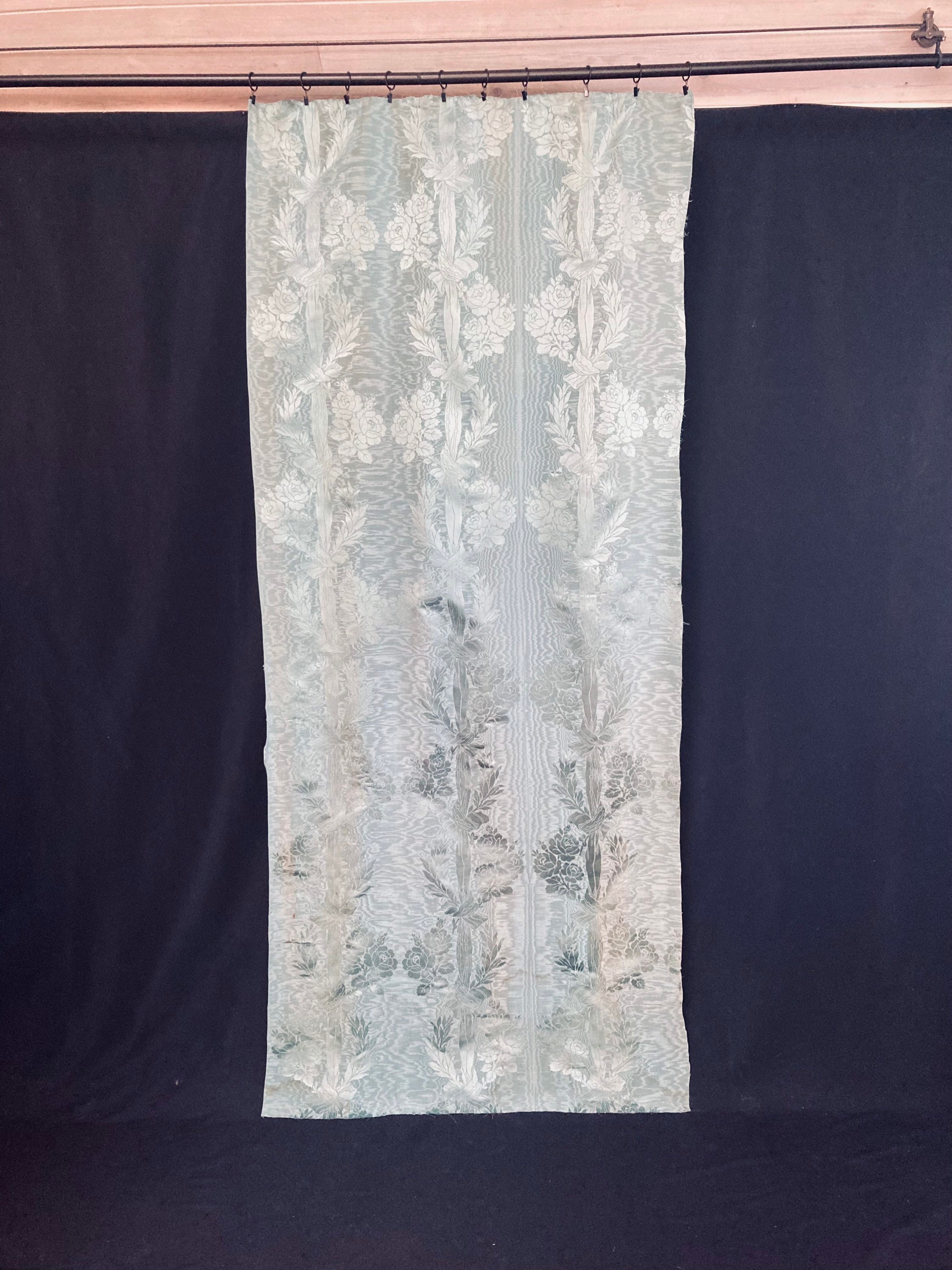 Pale Blue Silk Moire Panel French 19th Century Home Decor Interior ...