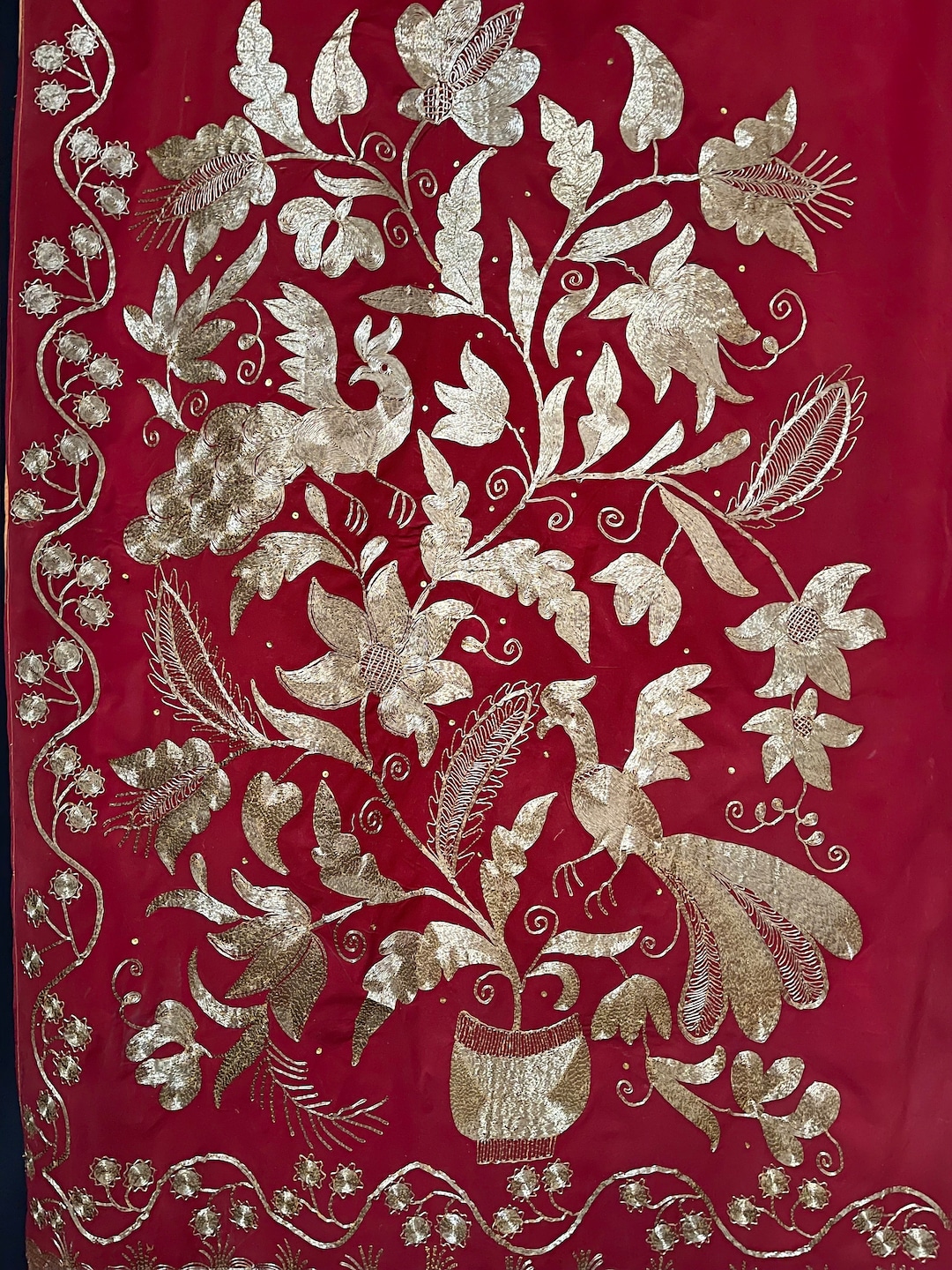 Antique Gold Embroidered Wall Hanging Traditional Tribal Embroidery ...