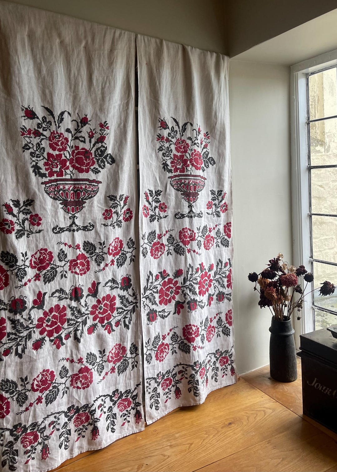 Hand Embroidered Antique Panels Ukrainian Antique Embroidery Roses Folk ...