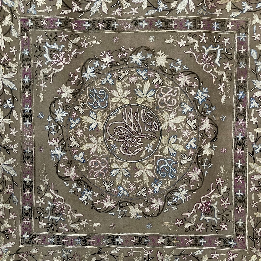 Antique Silk Embroidered Wall Hanging Cover Interior Design Vintage ...