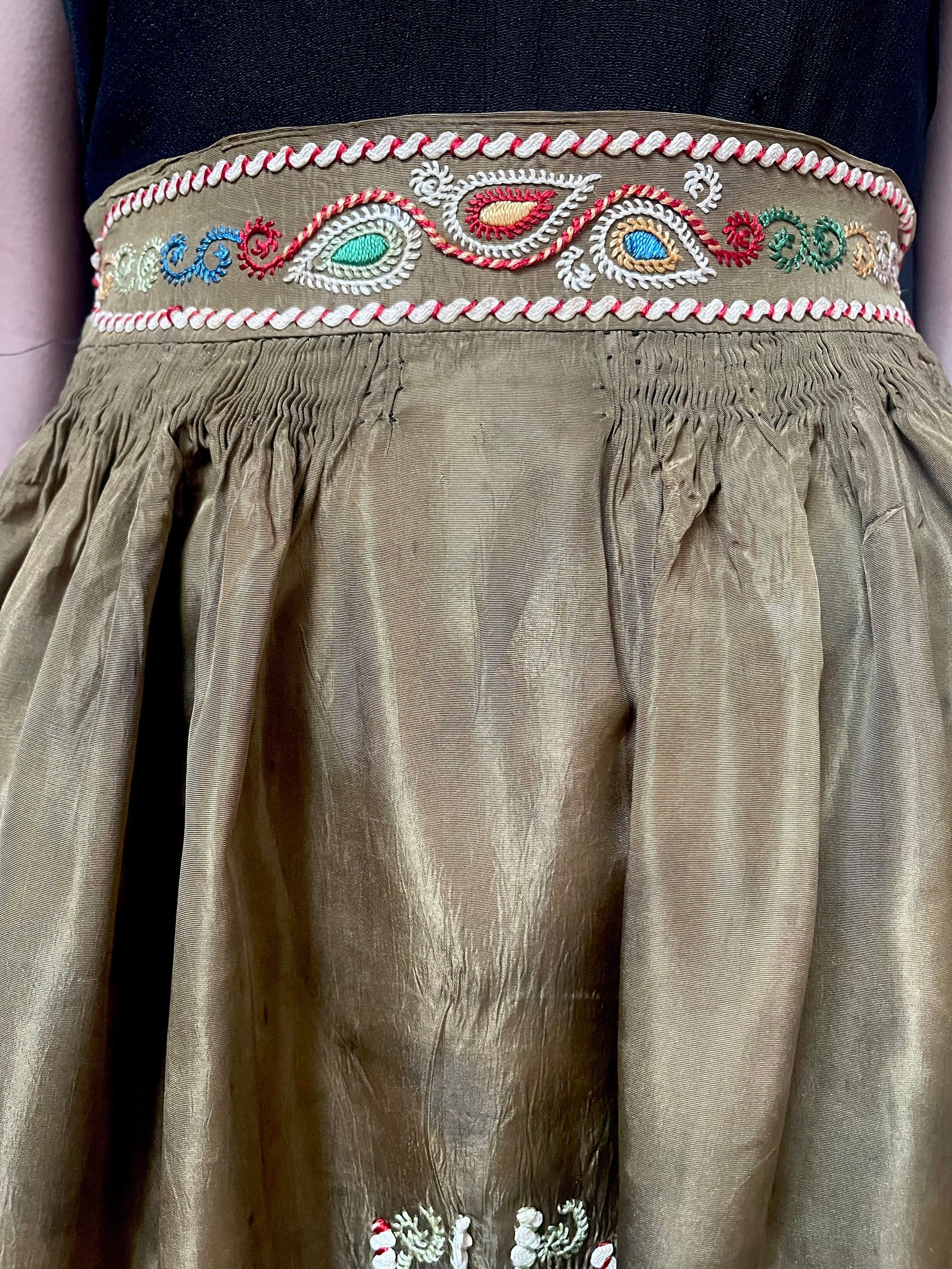 Traditional Folk Costume Apron Embroidered Silk Apron 1900 Eastern ...