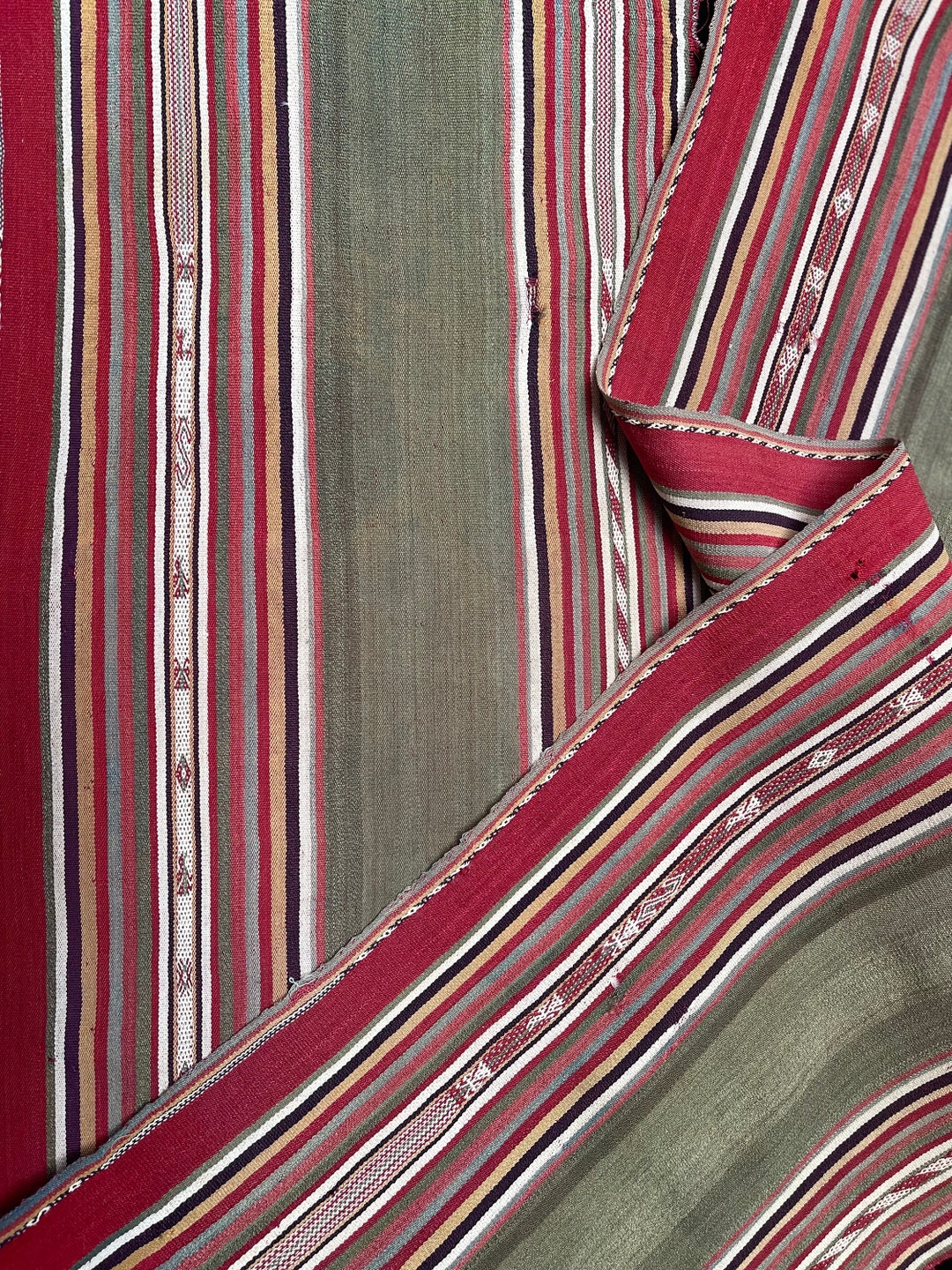 Fine Antique Flatweave Hand Woven Panel Striped Textile Collectable ...