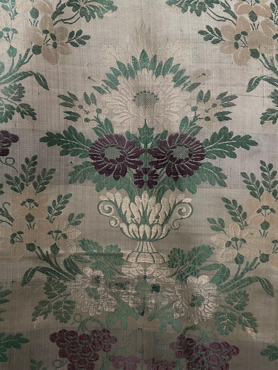 Original Floral Silk Panel 18th Century Grapes Silk Brocade Interior ...