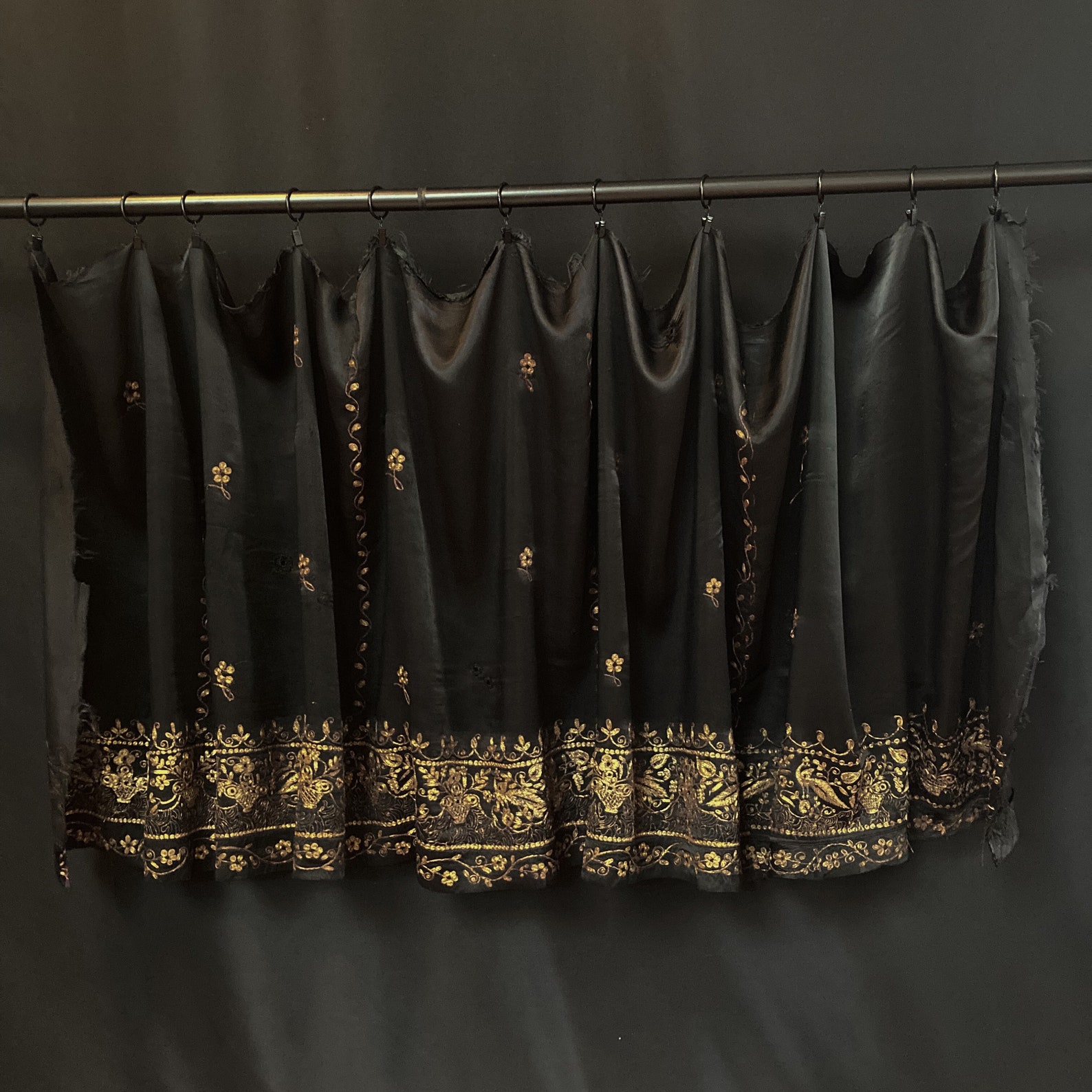 Black and Gold Embroidered Dress Length Silk Early 20th Century Silk ...