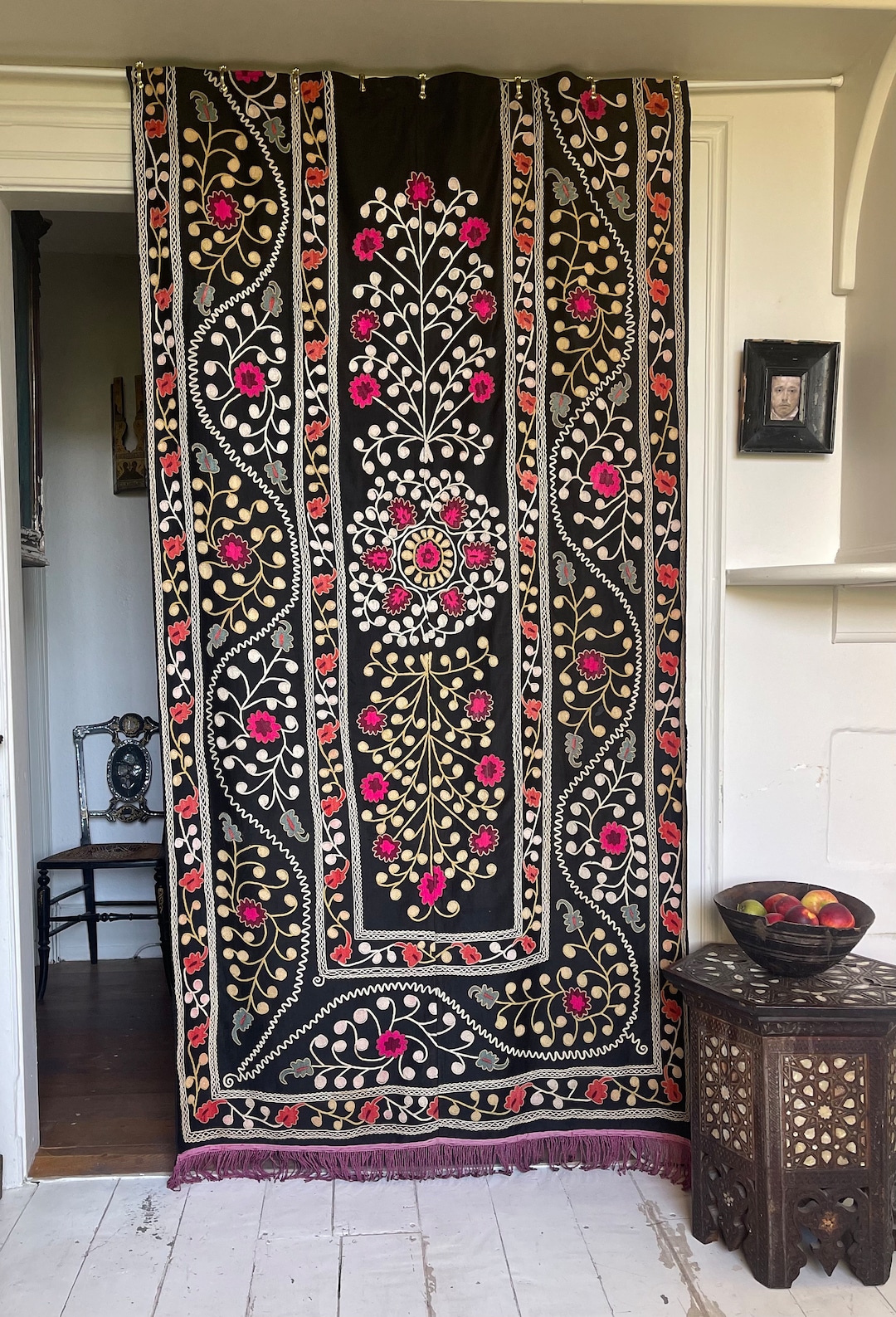 Silk Embroidered Wall or Door Hanging Wall Art Traditional Suzani ...