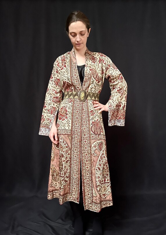 Antique Hand Block Printed Coat Robe Early 19th Centu… - Gem