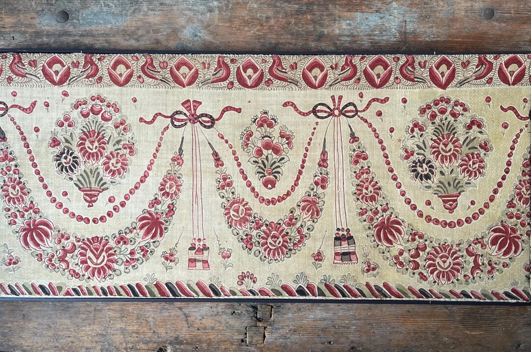 Antique Palampore Border Fragment Hand Painted Coromandel Coast Chintz ...