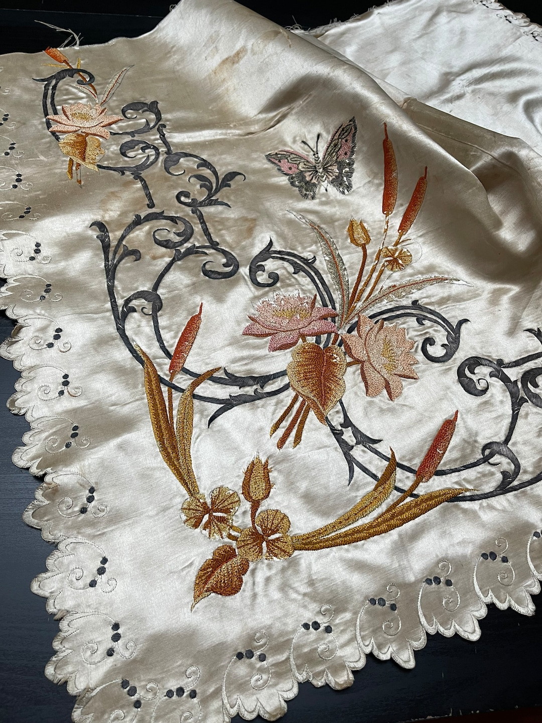 Antique Ottoman Silk Embroidery 19th Century Embroidered Panel Silk ...