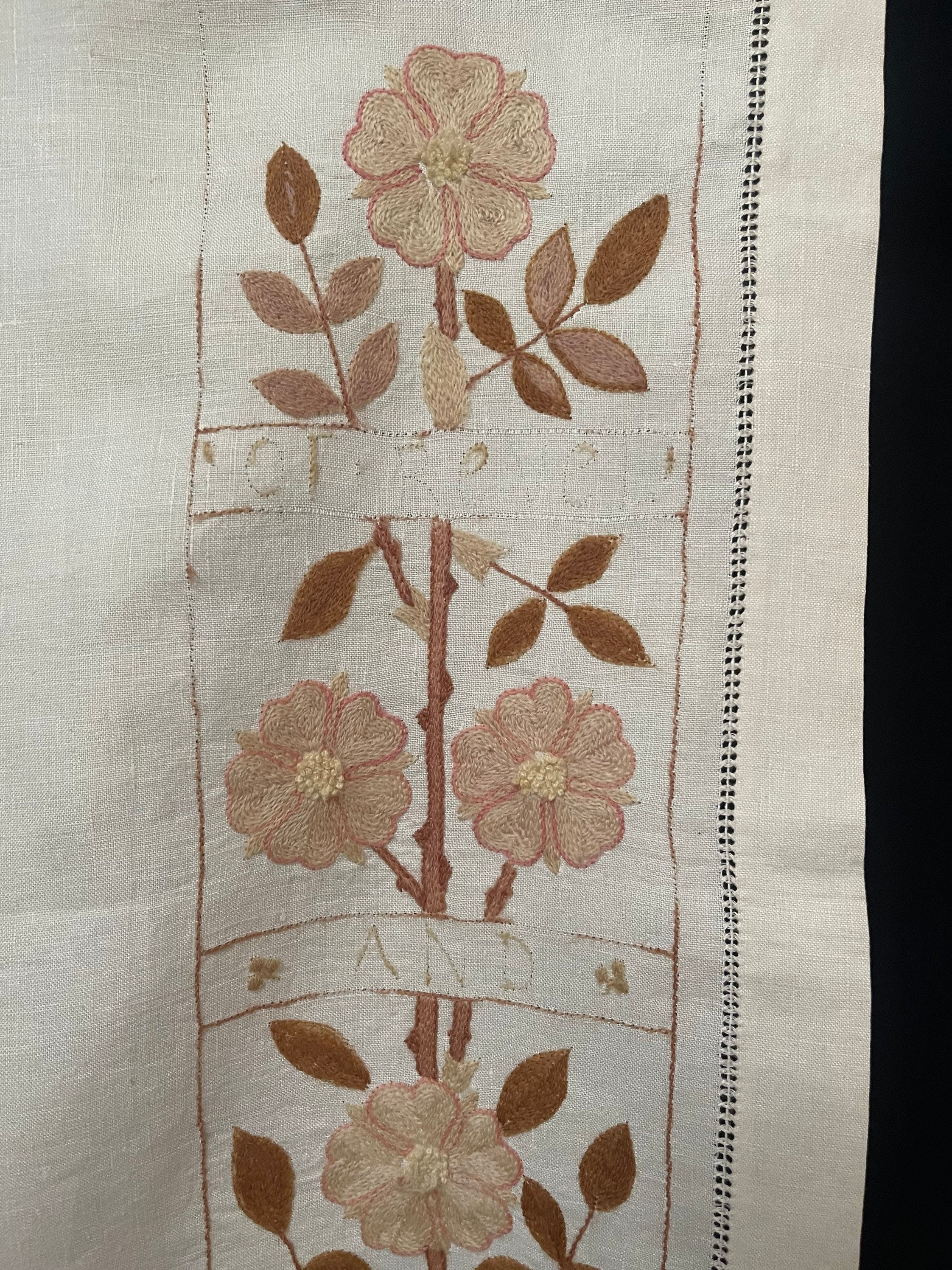 Arts & Crafts Embroidered Panel 1800s England Antique Crewelwork ...