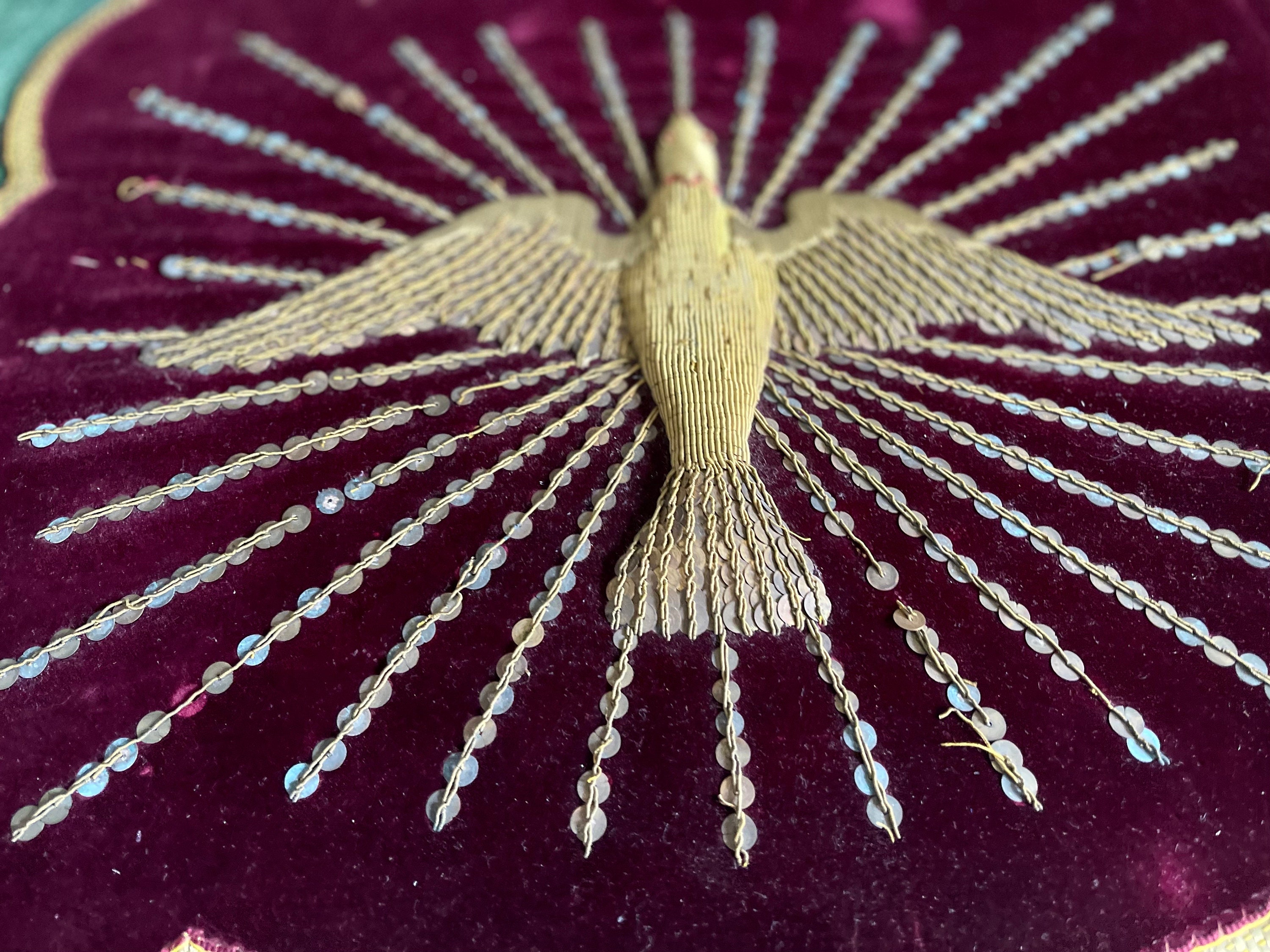 French Ecclesiastical Church Embroidery Vintage Home Decor Interior ...