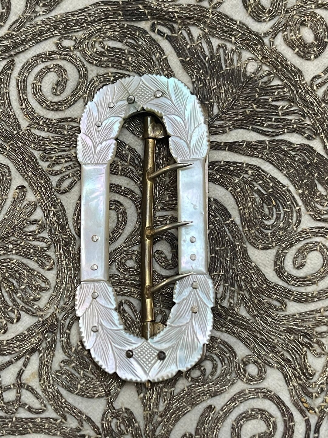 Antique Carved Mother of Pearl Belt Buckle - Edwardian Buckle ...