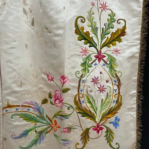 Handmade Painted Silk Panels French Antique Textile Vintage Home Decor ...
