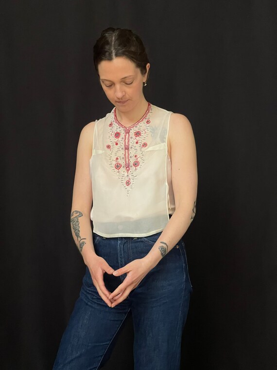 Antique Cream Lace Modesty Blouse 1930s Vintage Cloth… - Gem